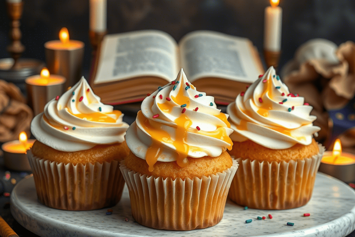Hogwarts Butterbeer Cupcakes with Butterscotch Glaze - Serena Recipes