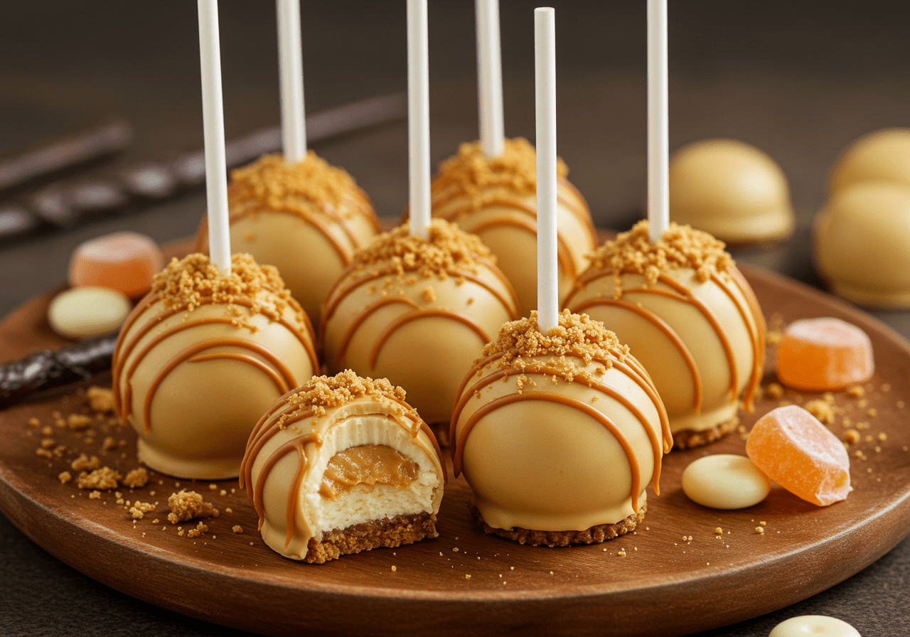 Hogsmeade Butterscotch Cheesecake Pops - Serena Recipes