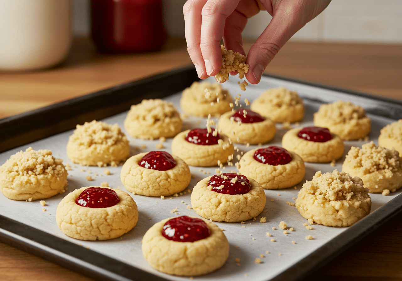 Raspberry Crumble Cookies - Serena Recipes
