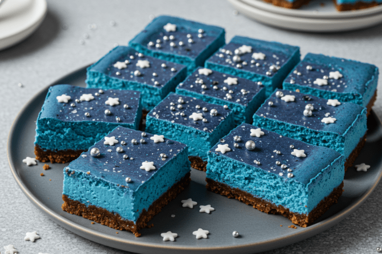 Starry Sky Blue Velvet Cheesecake Bars - Serena Recipes