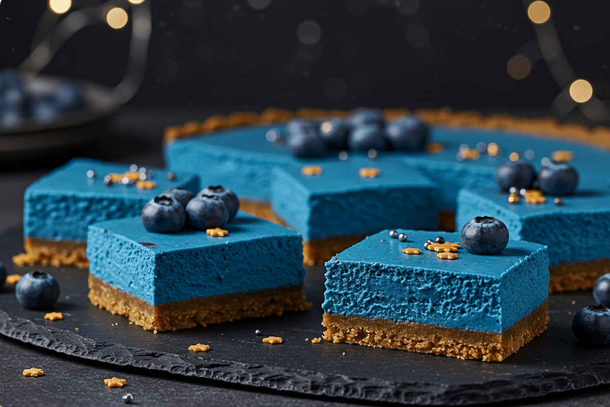 Starry Sky Blue Velvet Cheesecake Bars - Serena Recipes
