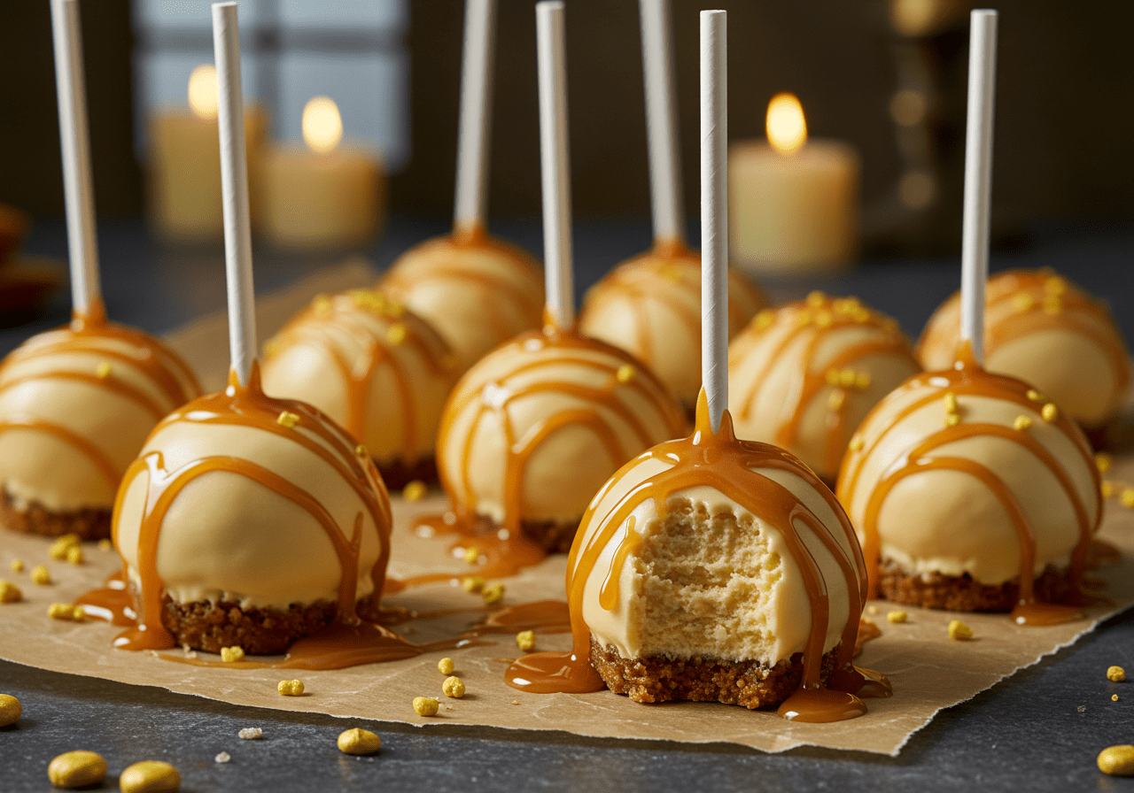 Harry Potter Butterbeer Cheesecake Pops with Golden Butterscotch ...